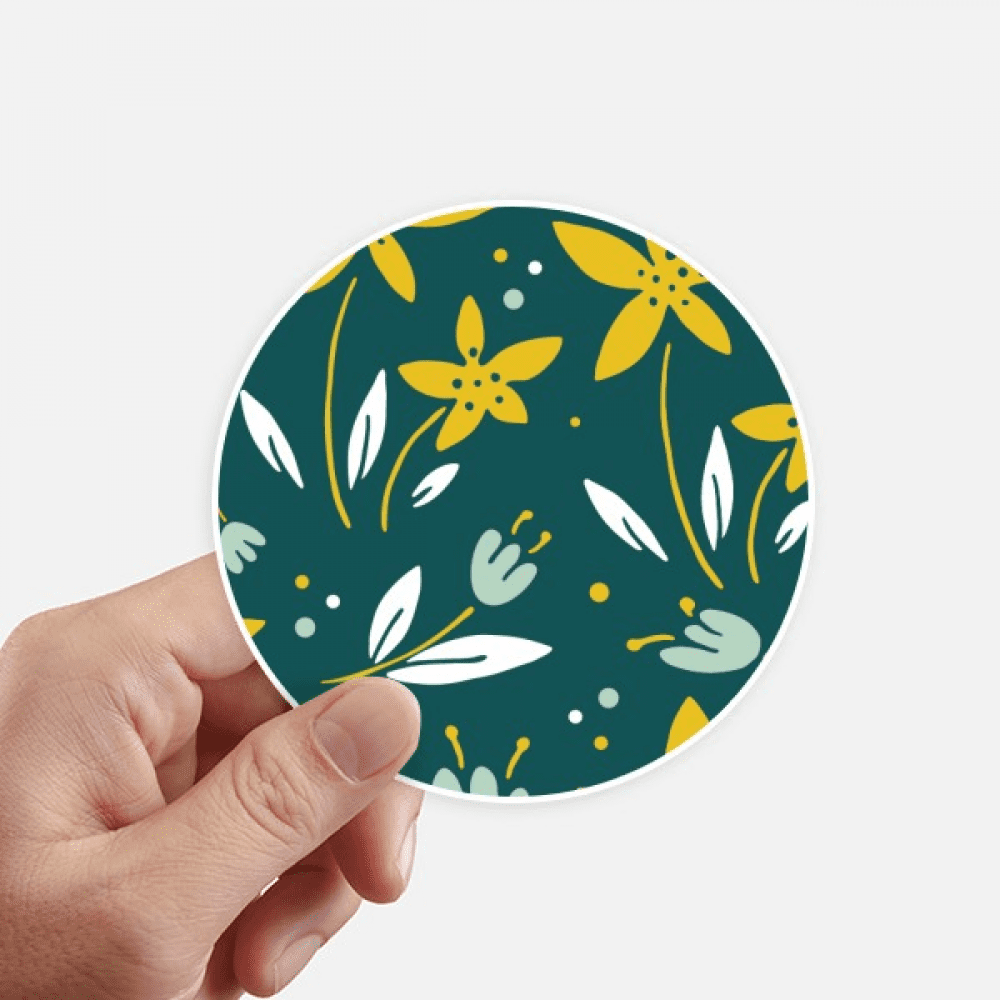 Yellow Green White Flower Sticker Round Wall Suitcase Laptop Label ...