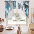 Blue White Gray Abstract Swag Curtain Valance for Windows, Watercolor ...