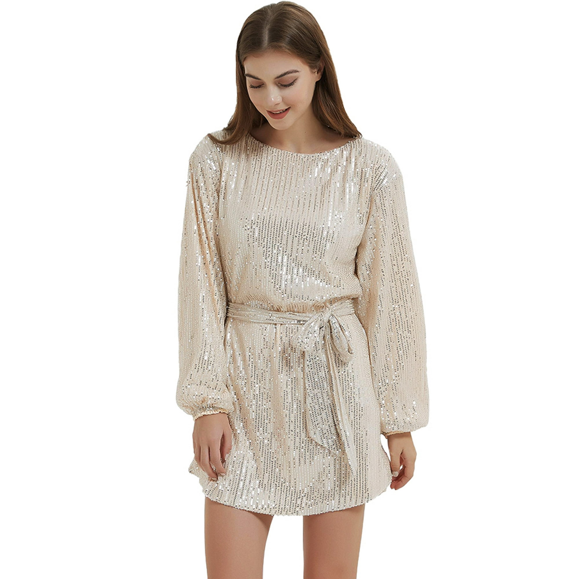 Click here for Feinuhan Womens Glitter Sequin Dress Long Sleeve C... prices