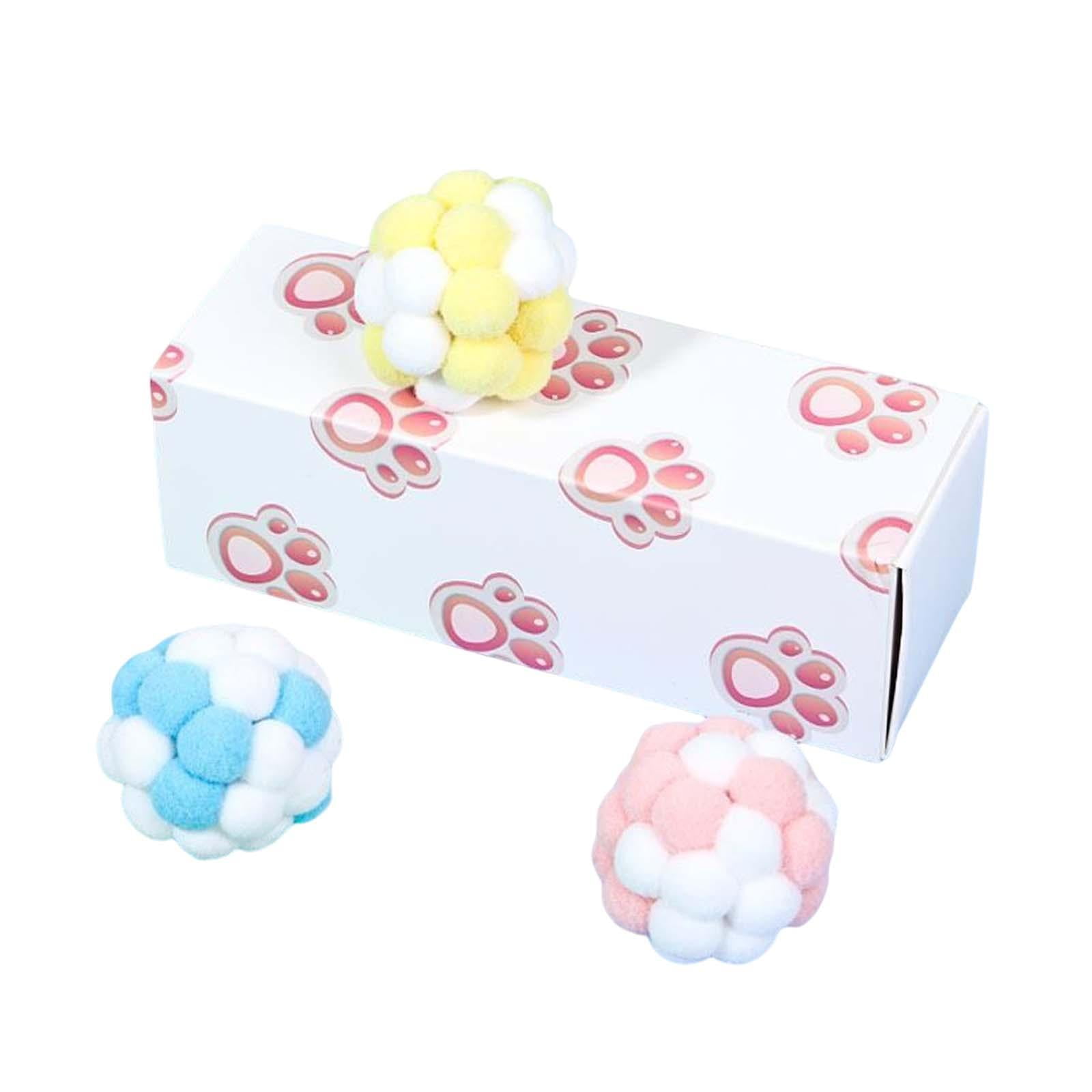 Cat Toy Fuzzy Balls with Bells Inside Lightweight Plush Balls for ...