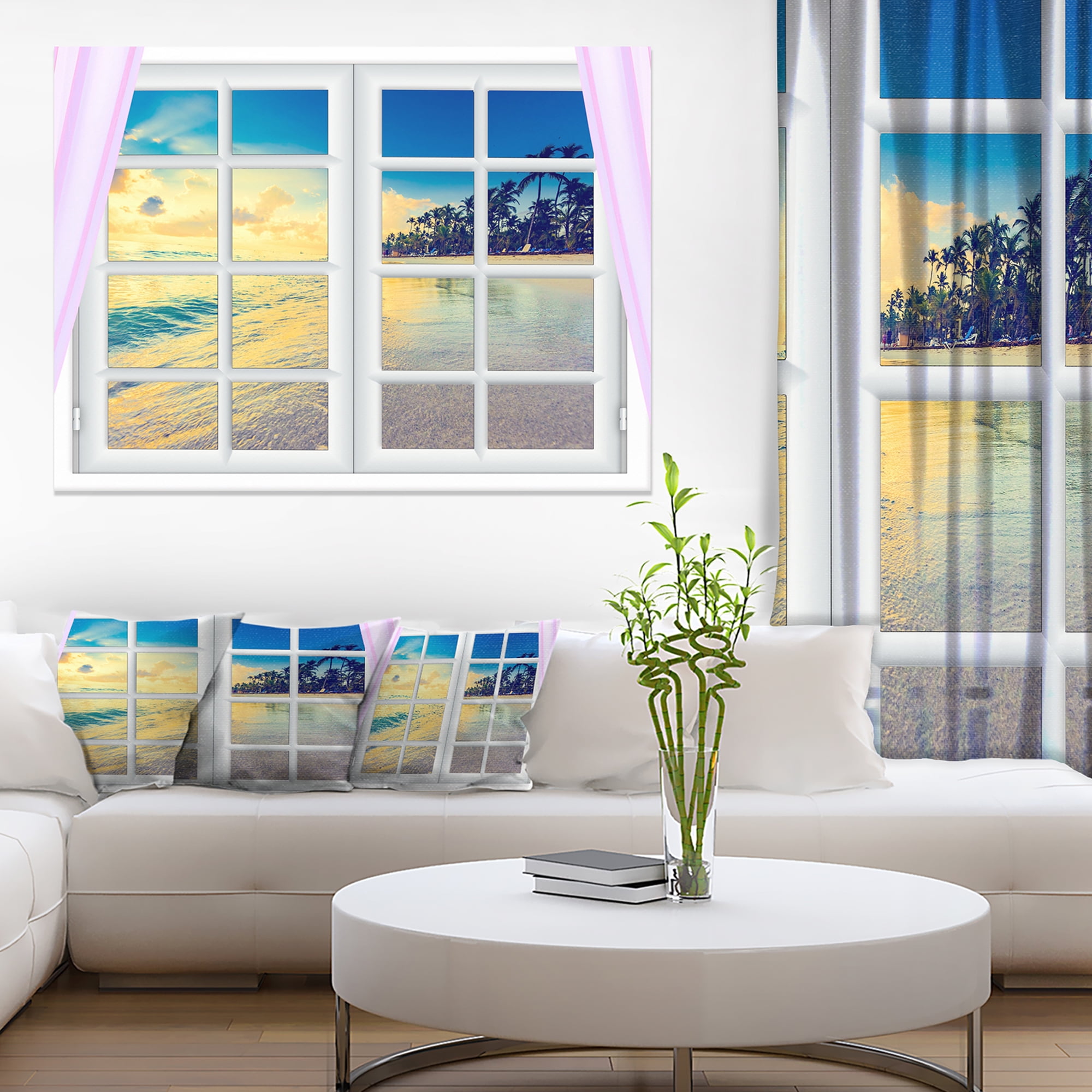 Closed Window to Ocean Sunset - Oversized Landscape Wall Art Print ...