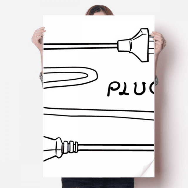 Double Hole Plug Line Hand-drawing Sticker Decoration Poster Playbill ...