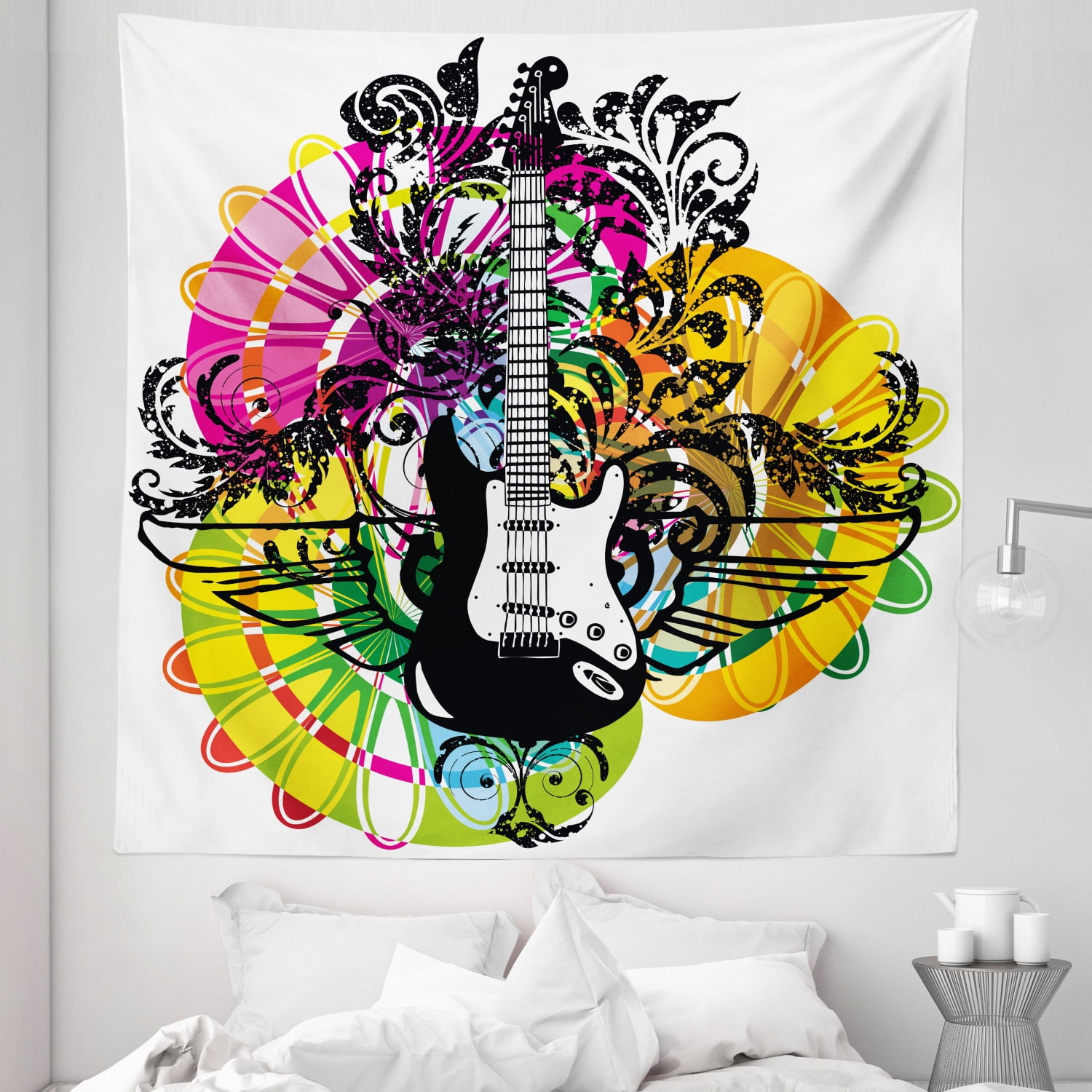 Popstar Party Tapestry, Abstract Floral Composition with Vibrant Colors ...