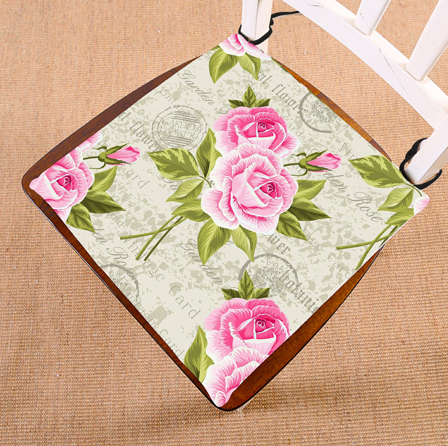 ABPHQTO Floral Pink Roses Chair Pad Seat Cushion Chair Cushion Floor ...