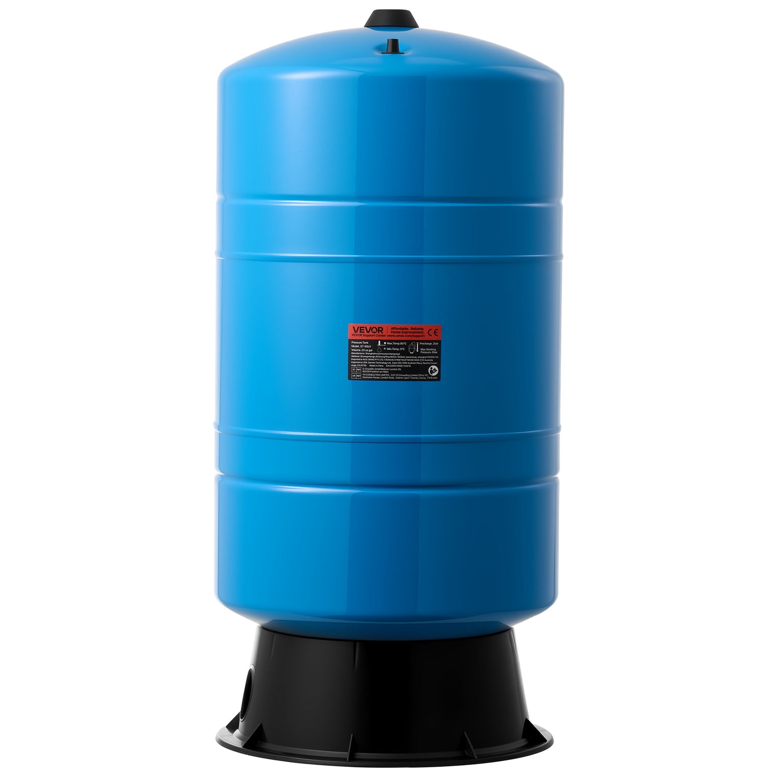 VEVOR 20-Gallon Vertical Well Pressure Tank, Pre-Charged Pressurized ...