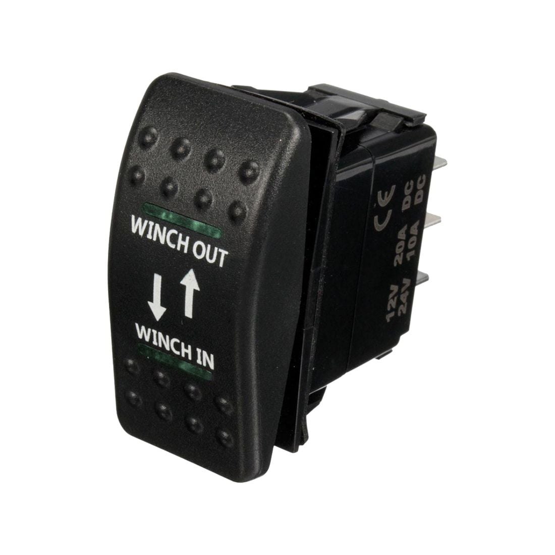 12V 20A Winch In Winch Out ON-OFF-ON Rocker Switch 7 Pin LED green ...