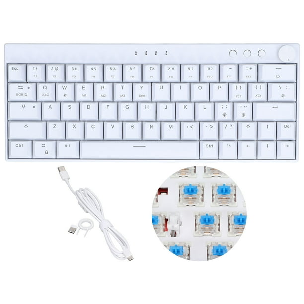 White Keyboard,Mechanical Keyboard 64 Key Mechanical Keyboard Wired ...