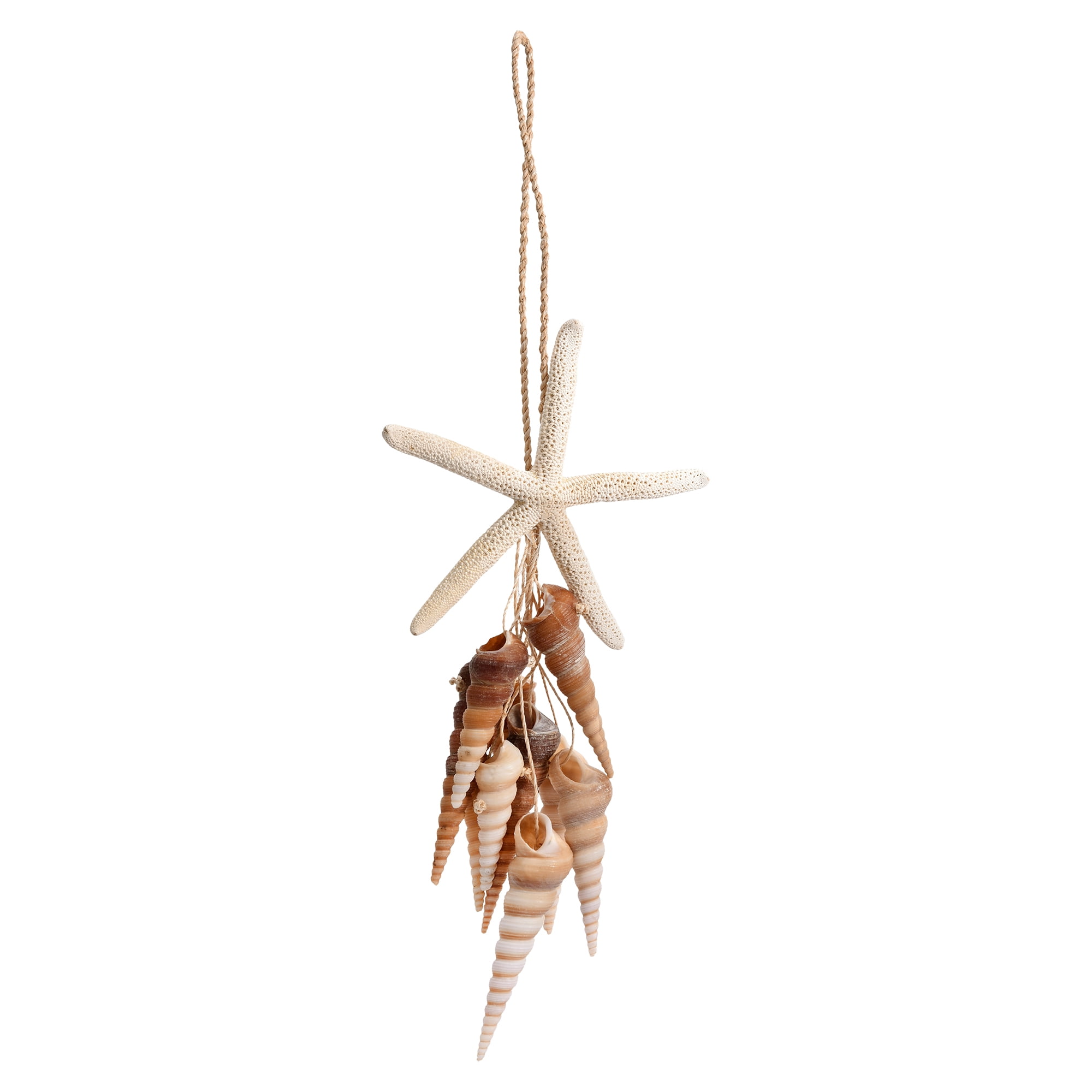 Beach Elegance Hanging Starfish and Spiral Cone Shell Natural Wind ...