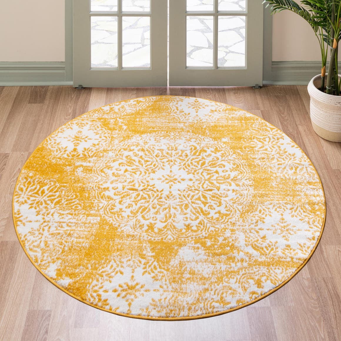 Rugs.com Monte Carlo Collection Rug – 7' Round Yellow Medium Rug ...