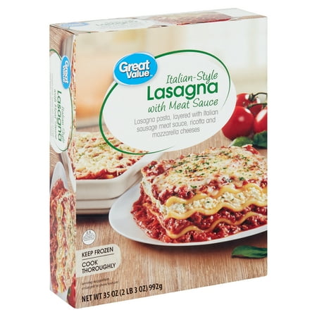 Great Value Italian-Style Lasagna with Meat Sauce, 35 oz - Walmart.com