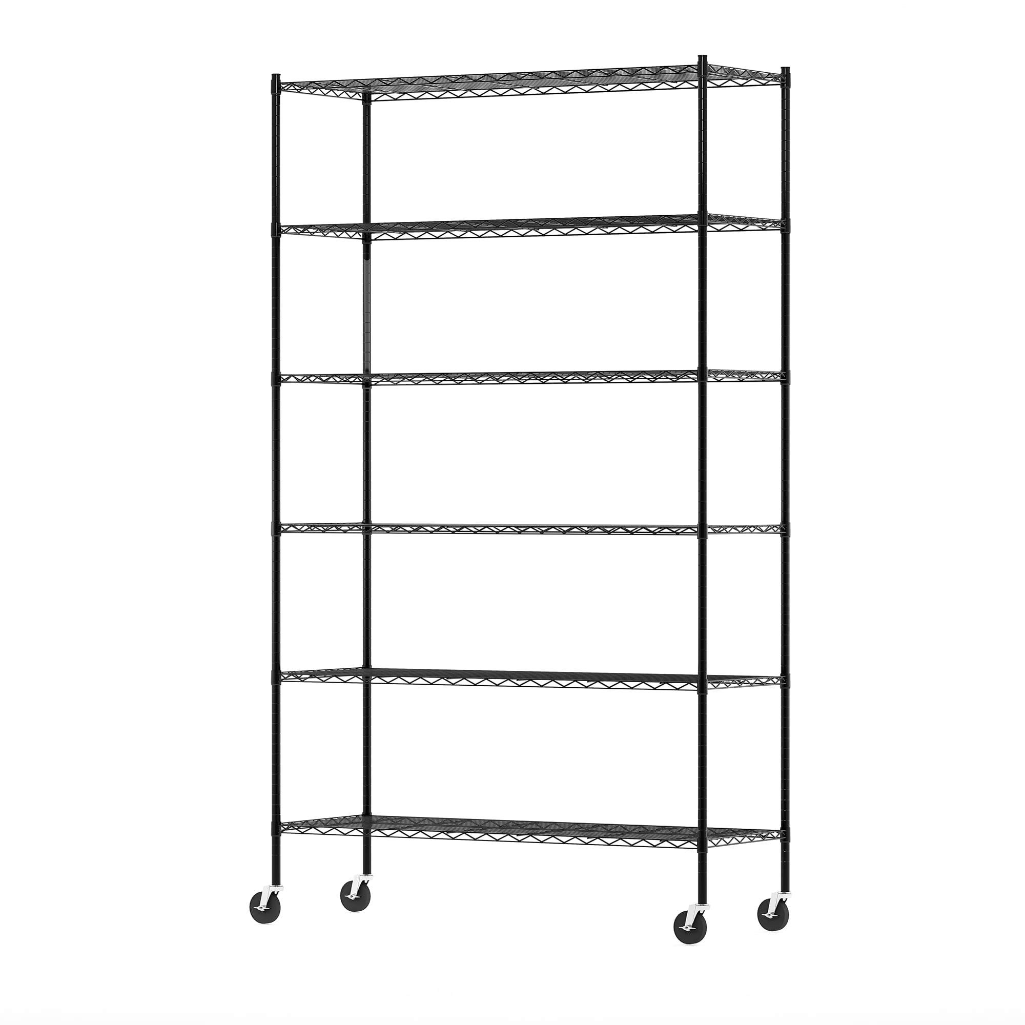 Furinno Wayar 6-Tier Metal Storage Shelf Rack, 48 x 18 x 82, Black ...