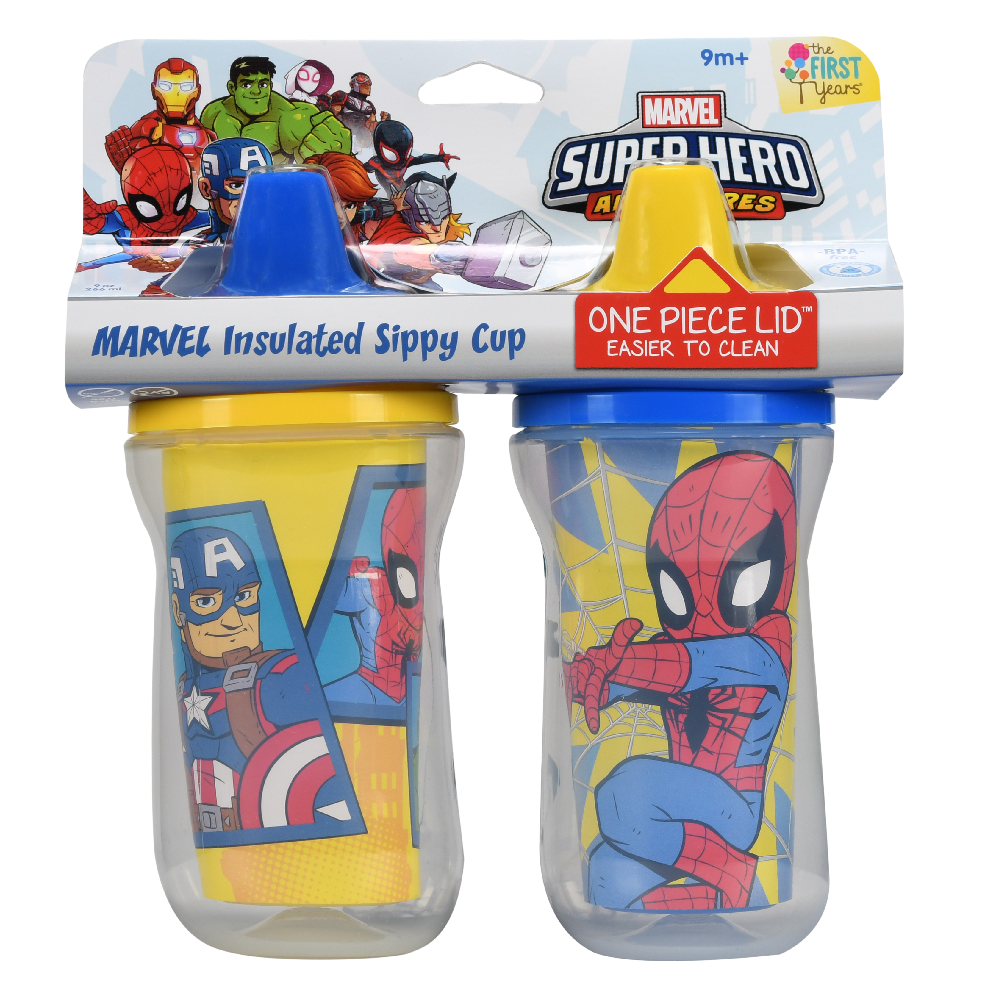 Marvel Superheroes Insulated Hard Spout Sippy Cups With One Piece Lid ...