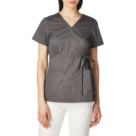 KOI Women's Katelyn Easy-Fit Mock-Wrap Scrub Top with Adjustable Side ...