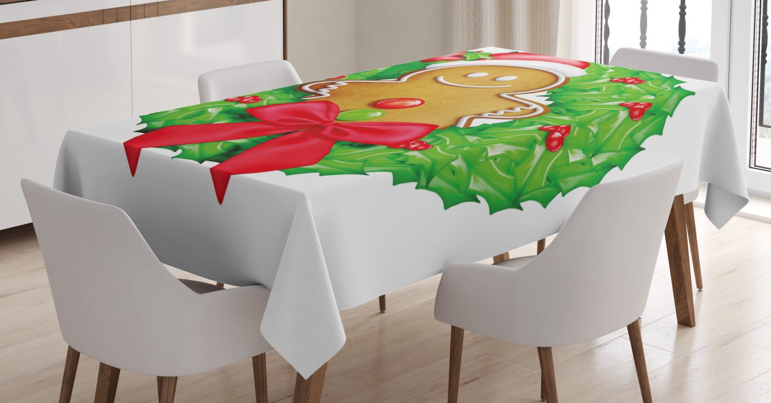 Ambesonne Gingerbread Man Tablecloth Rectangular Table Cover, Xmas ...