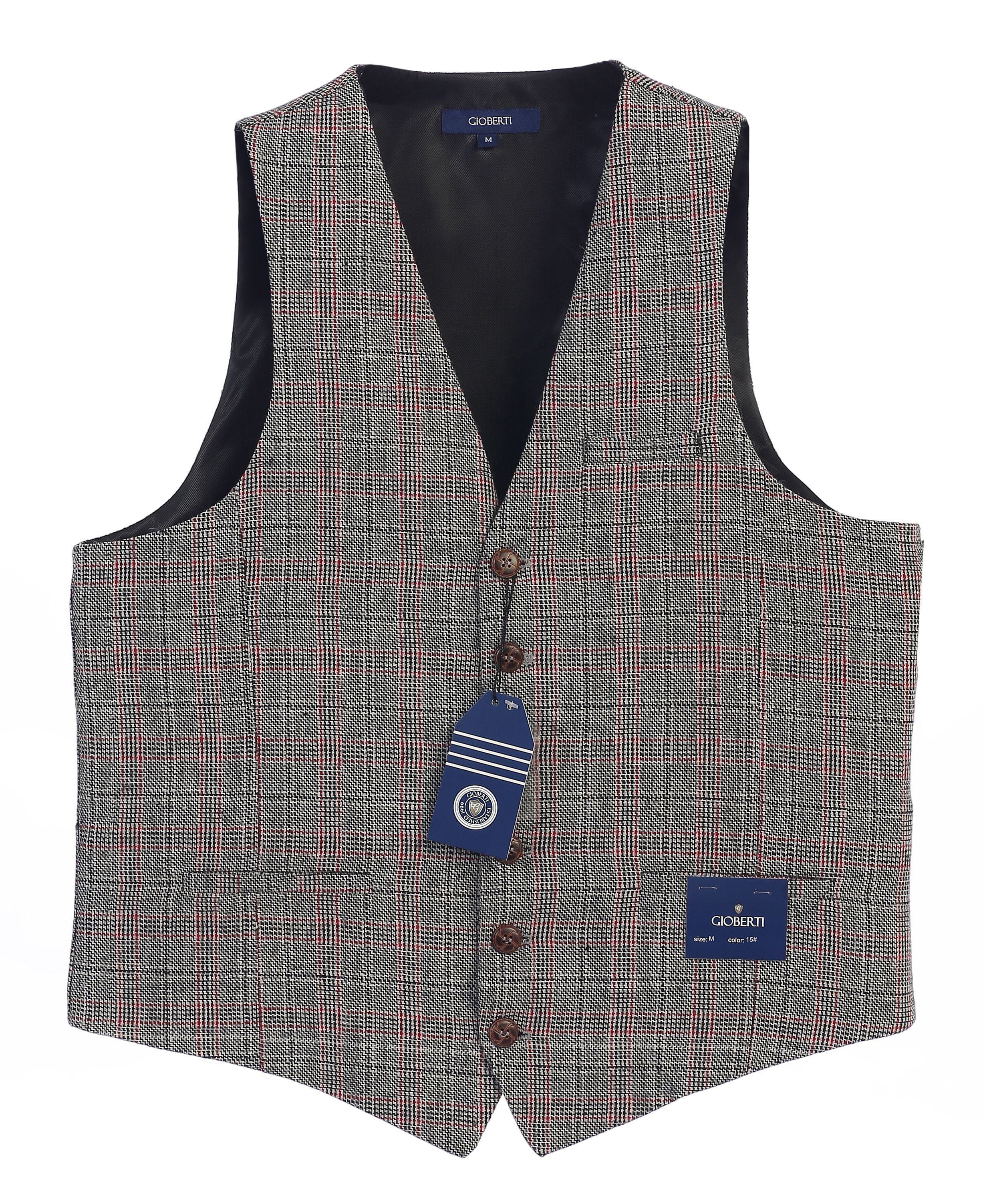 Gioberti Men's 6 Button Slim Fit Formal Herringbone Tweed Vest ...