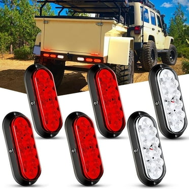 Nilight 4pcs Trailer Truck Lights LED Sealed RED 6" Oval Stop Turn Tail Marine Waterproof for ...