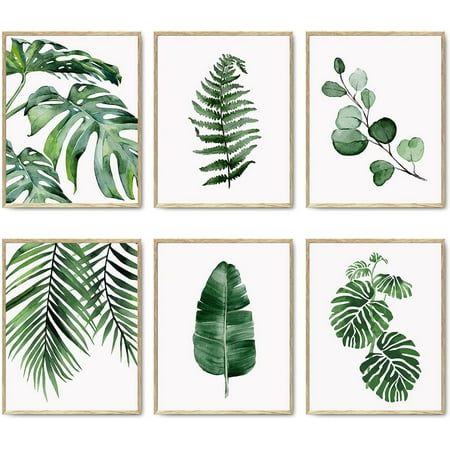 Botanical Wall Art Prints Set of 6 Tropical Leaves Canvas Decor Plant ...
