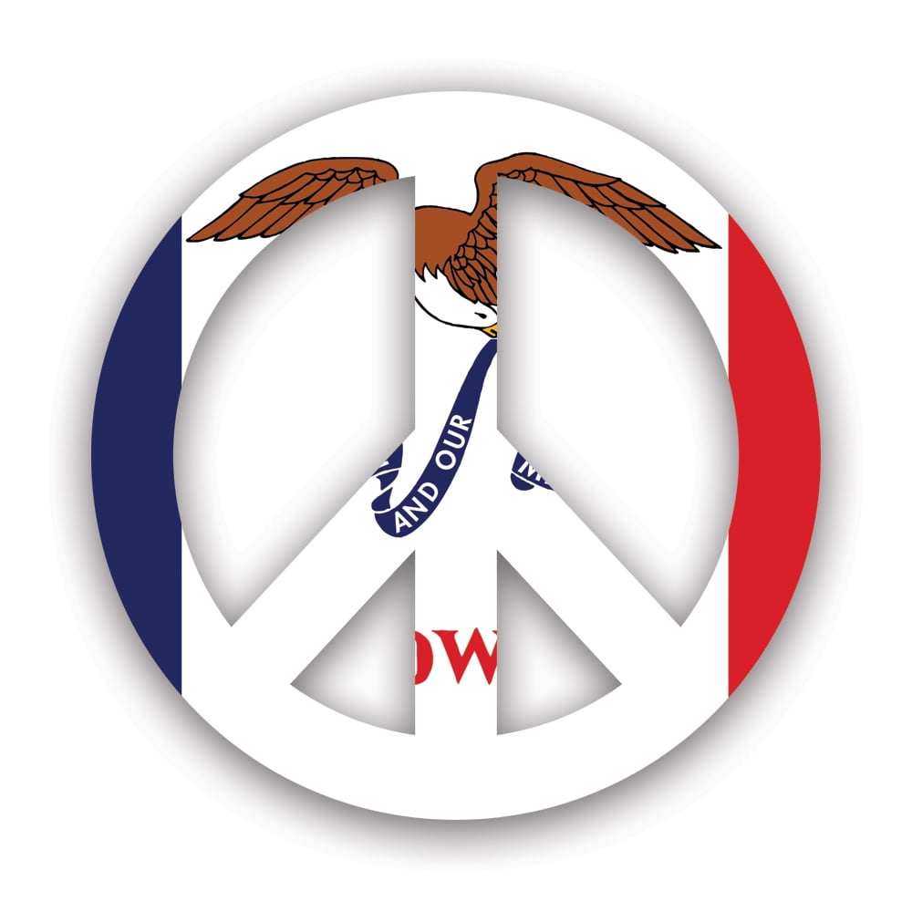 Iowa Flag Peace Symbol Sticker Decal - Self Adhesive Vinyl ...