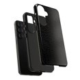 Black Croc Texture Tough Phone Case, Luxe Dual Layer Shockproof Cover ...