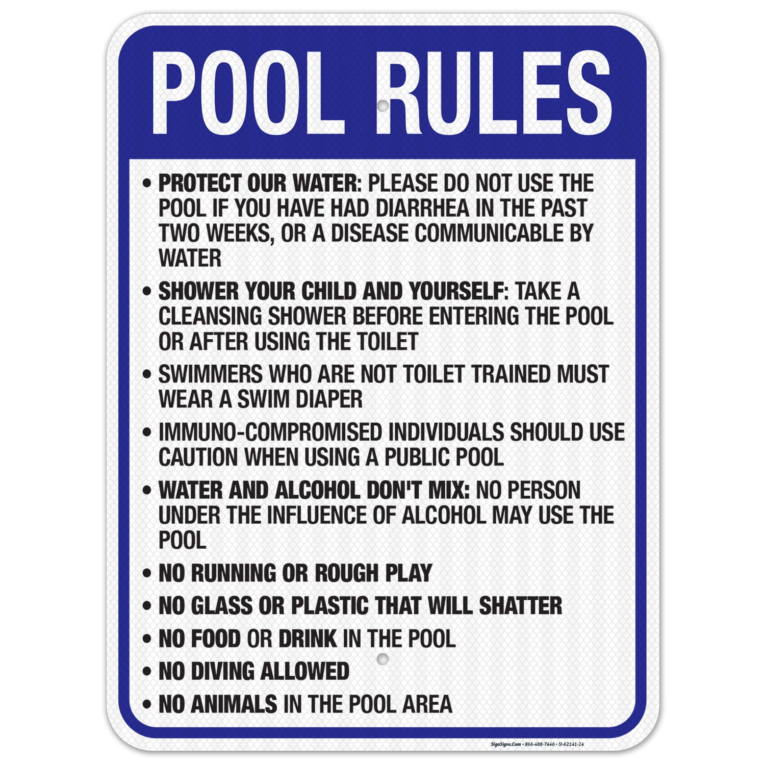 Oregon Pool Rules Sign, Complies With State Of Oregon Pool Safety Code ...