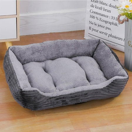 Plush Kennel Cat Square Bed for Small Dog Cat Pet Calming Dog Bed House ...