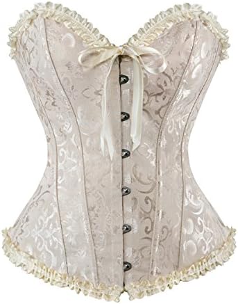 frawirshau Women's Lace Up Boned Overbust Corset Bustier Lingerie ...