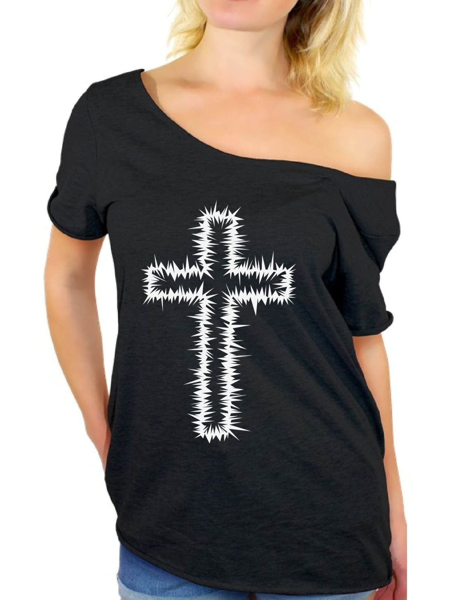 Awkward Styles Awkward Styles White Cross Off The Shoulder Shirt For