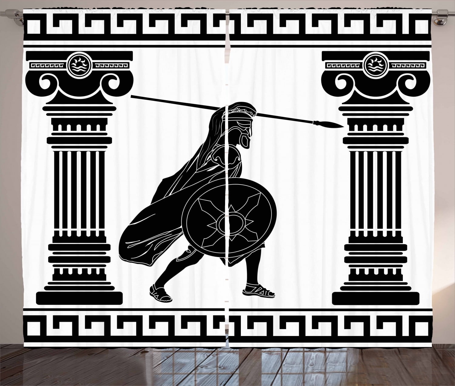 Toga Party Curtains 2 Panels Set, Black Warrior Silhouette Ready to ...