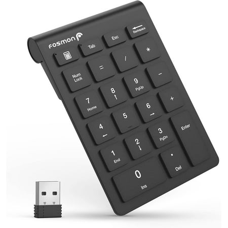 Fosmon 22 Key Numeric Keypad, Wireless USB Adapter 2.4GHz Numpad, Ten Keys Shortcut Function ...