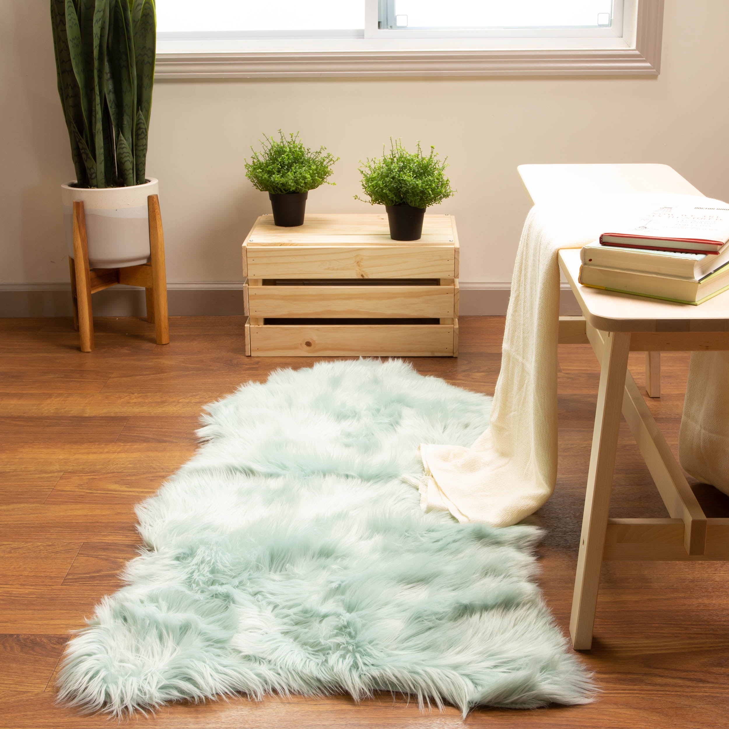 Ultra Soft Faux Sheepskin Fur Shag Rug Teal 2' x 4' Sheepskin - Walmart.com