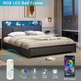 Adorneve Full Bed Frame With Upholstered Headboard 4 Drawers Usb