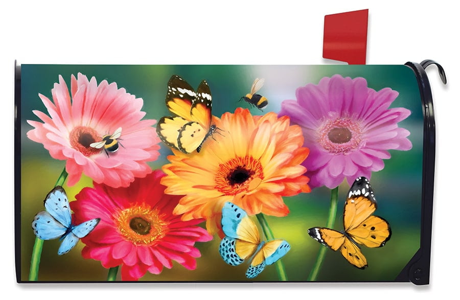 Garden Gerber Daisies Spring Magnetic Mailbox Cover Standard Briarwood ...