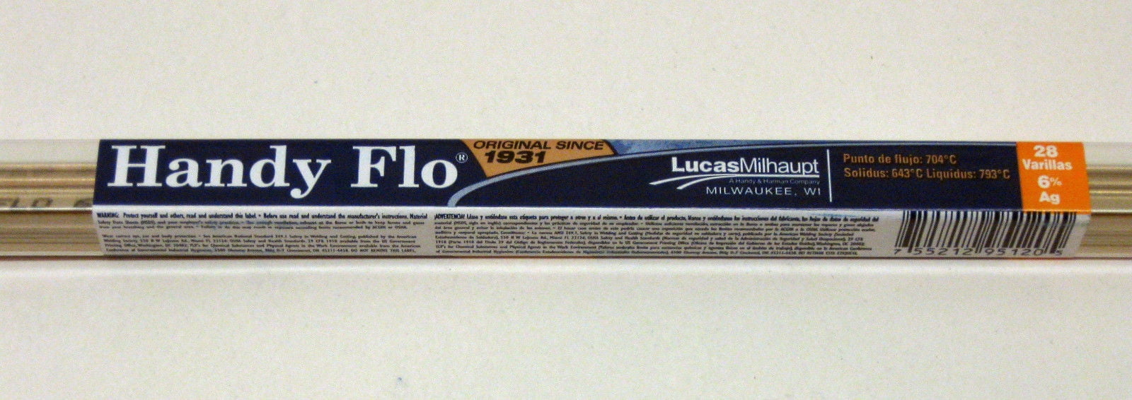 95120 Lucas Milhaupt Handy Flo Silvaloy 6% Silver Solder 28 Rods 1 ...