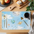 Blue Sky Placemats Set of 6 Cartoon Cute Planets Universe Star Cloud ...