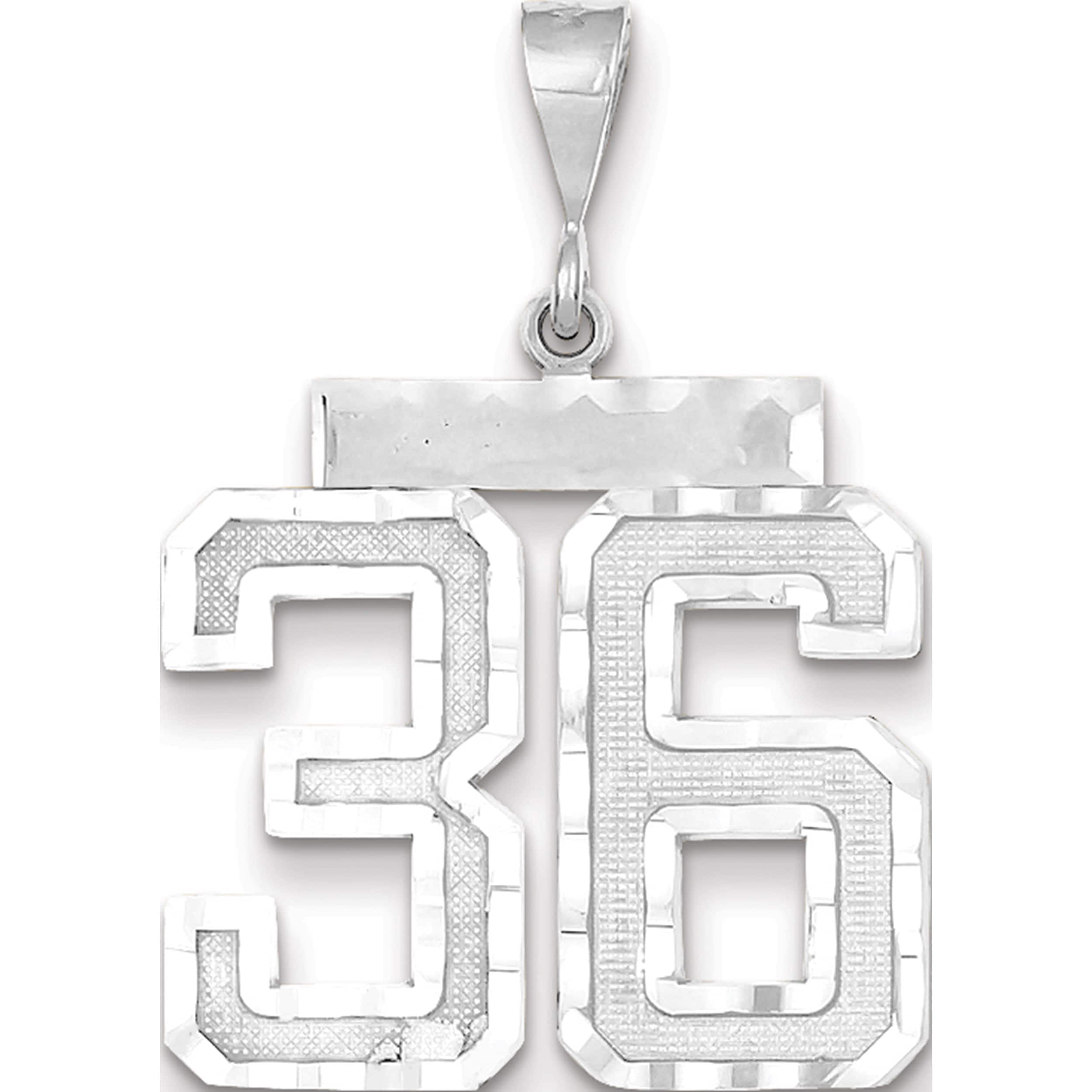 14K White Gold 14Kw Large Brushed Diamond-Cut Number 36 Charm Made In ...