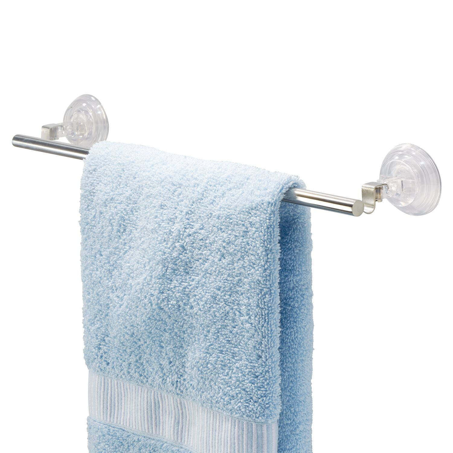 iDesign Reo Power Lock Suction Towel Bar for Bathroom, Stainless Steel