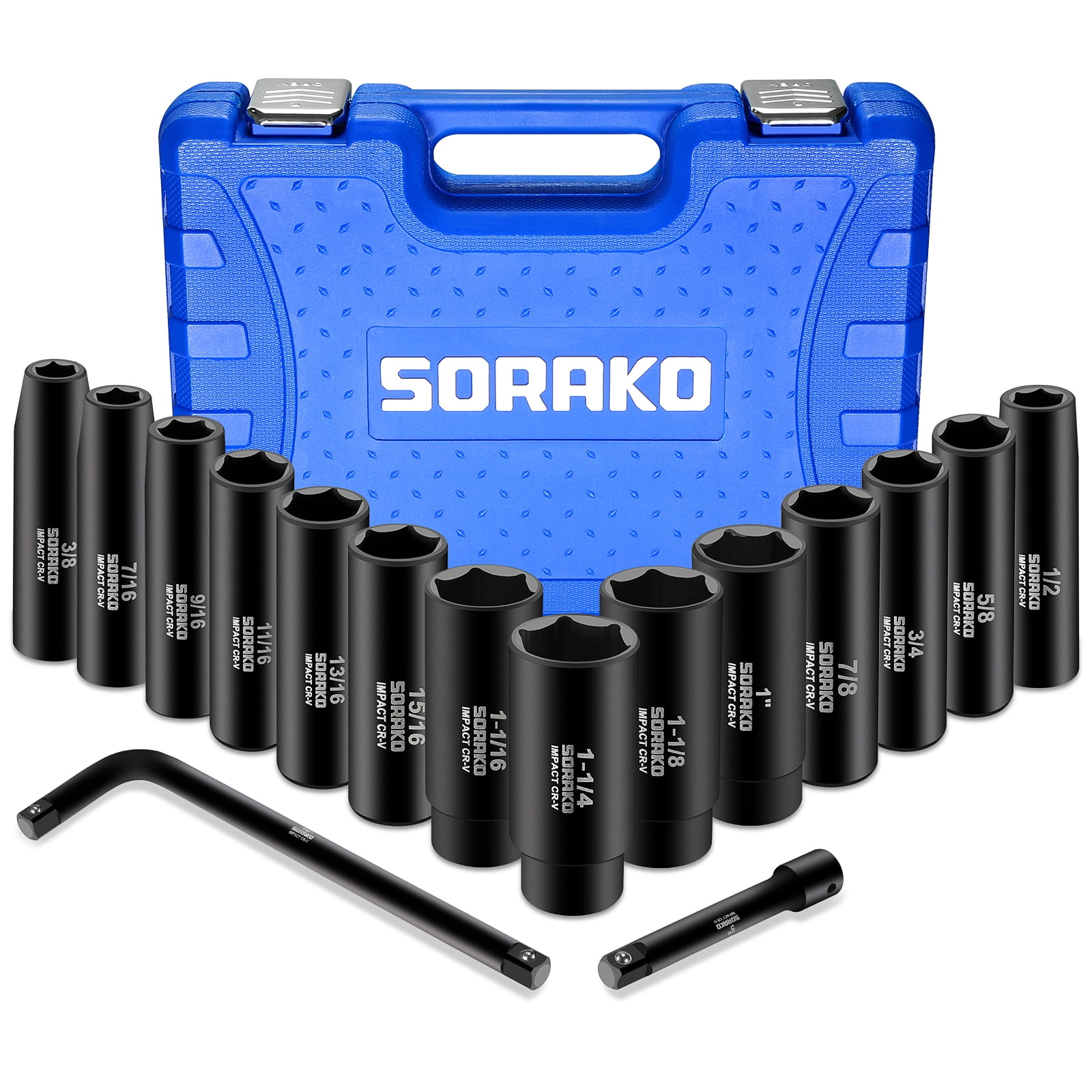 SORAKO 1/2 inches Impact Socket Set, 6-Piece Wrench Nut Torque, 6-Point ...