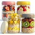 16 oz 4 Pack Glass Meal Prep Jars with Lids, Airtight Mason Jars for ...