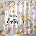 C Easter Bath Curtain No Drill Shower Curtain With 12 Hooks Waterproof ...