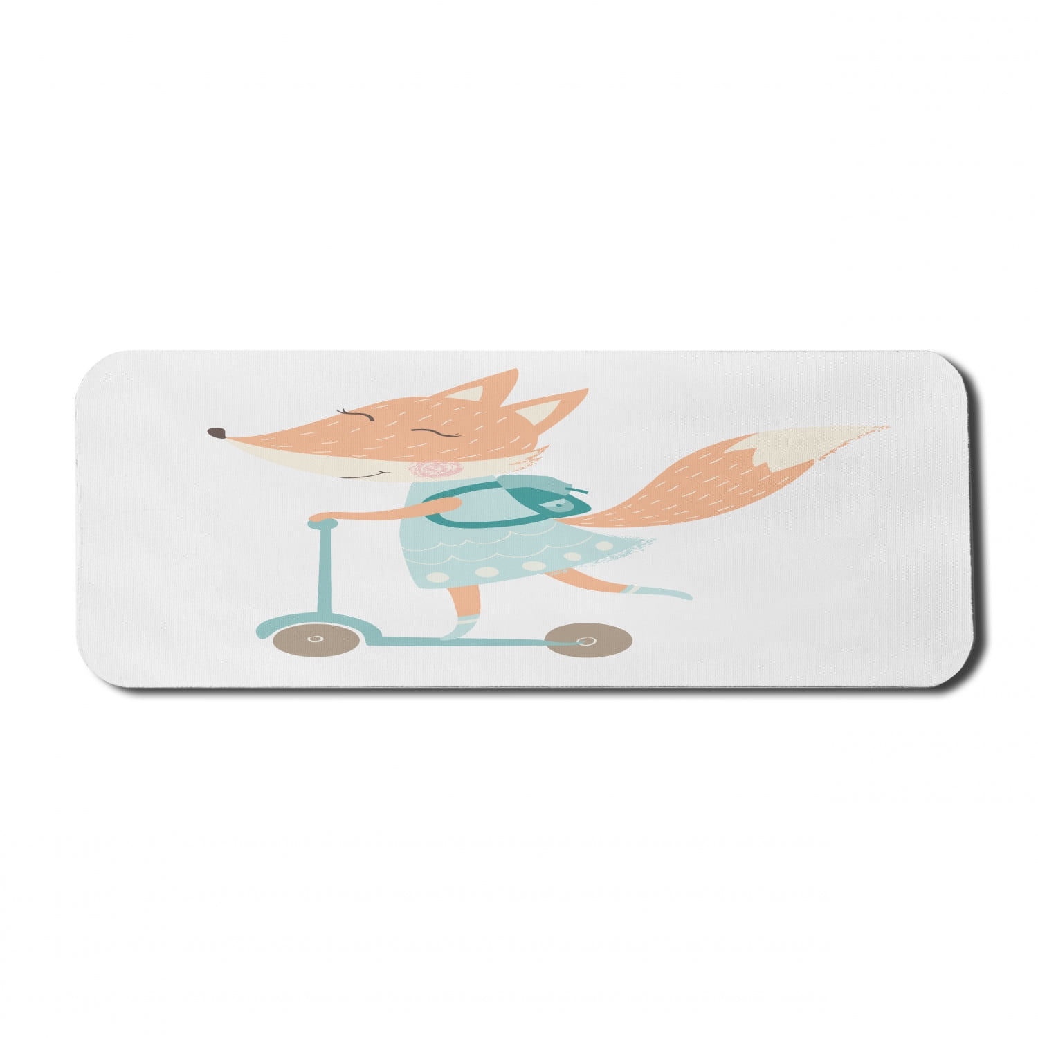 Fox Computer Mouse Pad, Happy Nursery Animal with School Bag on a ...
