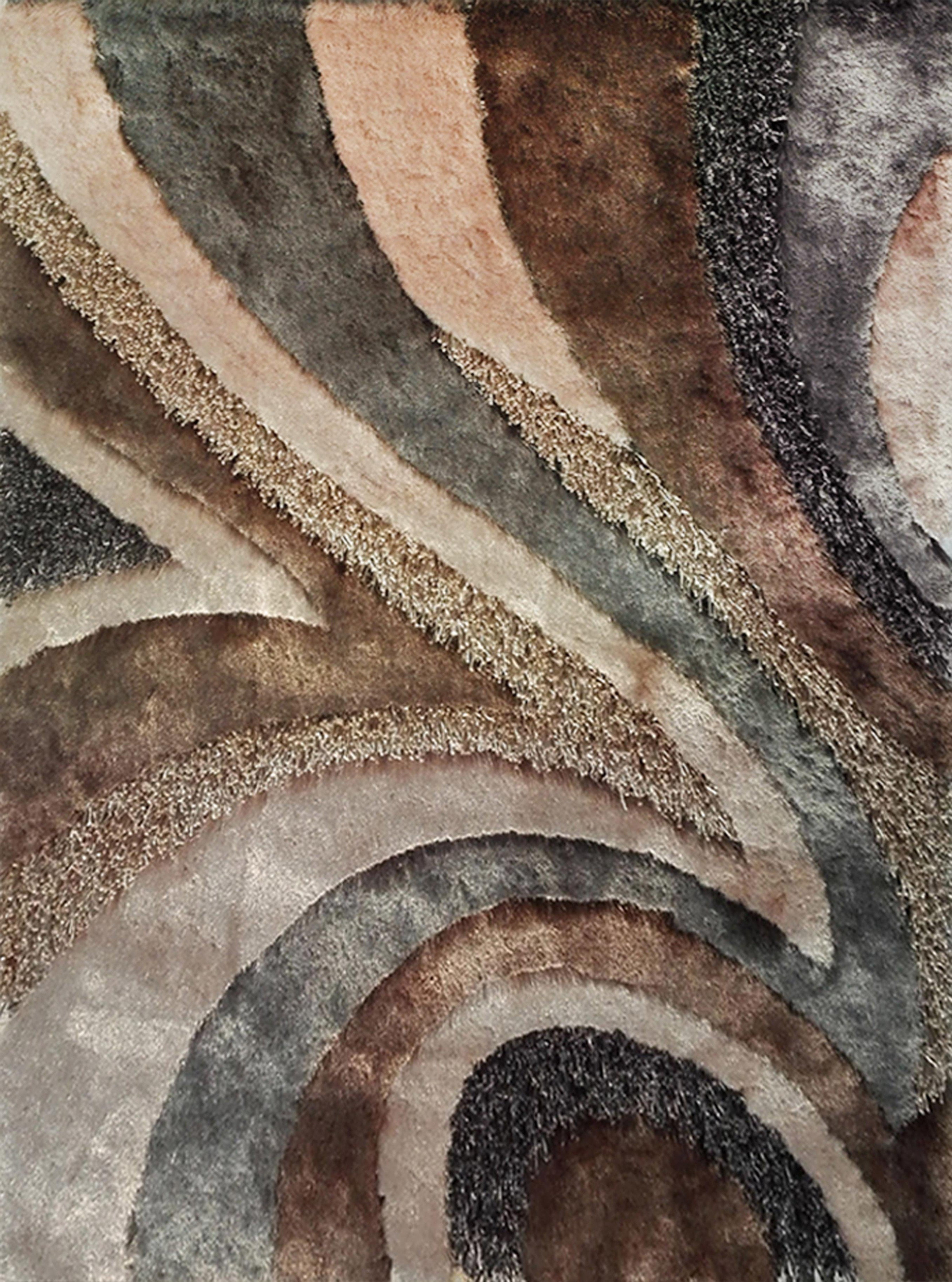 Shiny Plush Wave Golden Earth Shag 2 x 3 Area Rug/Carpet by Makymo ...