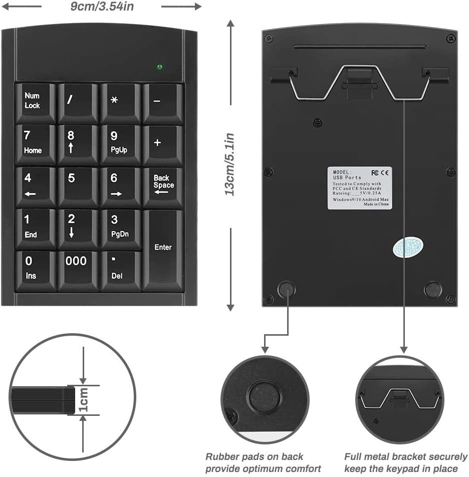 Buy Welltop Number Pad Portable Achort Wired 19 Key Numeric Keypad