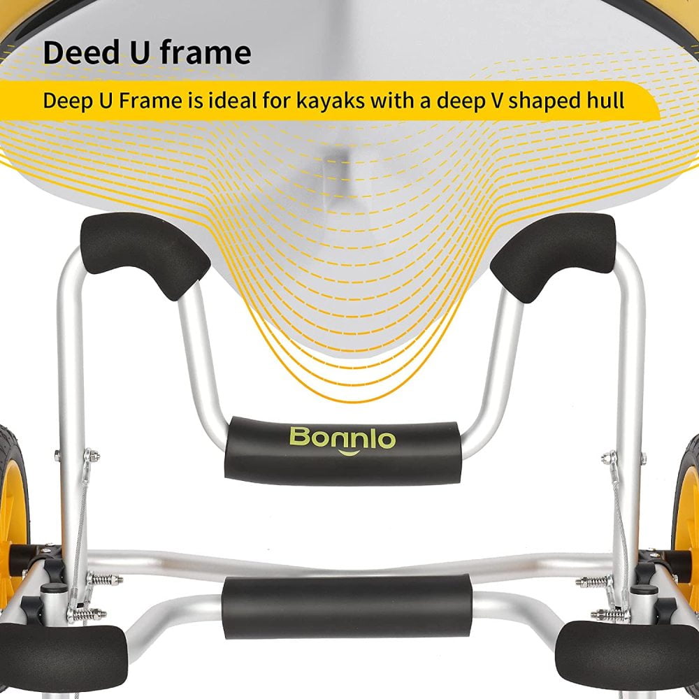 Buy Bonnlo Kayak Cart, Deep U Kayak Dolly Carrier with Airless 10 Tires ...