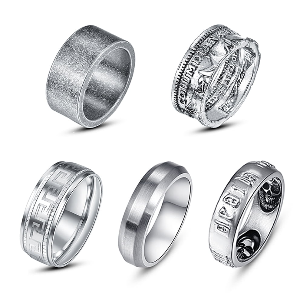 3pcs Stainless Steel Rings for Men's Original Color Classical Plain ...