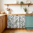 Blue Flower Cabinet Curtains for Kitchen 28"W x 35"L, Green Leaf Spring ...