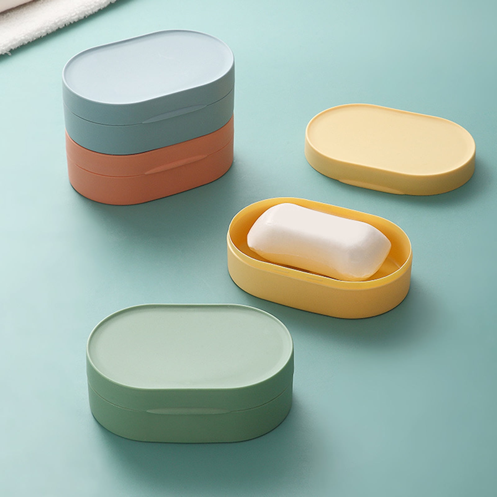 Grofry Soap Box Small Exquisite Simple Sealed Soap Case Solid Color ...