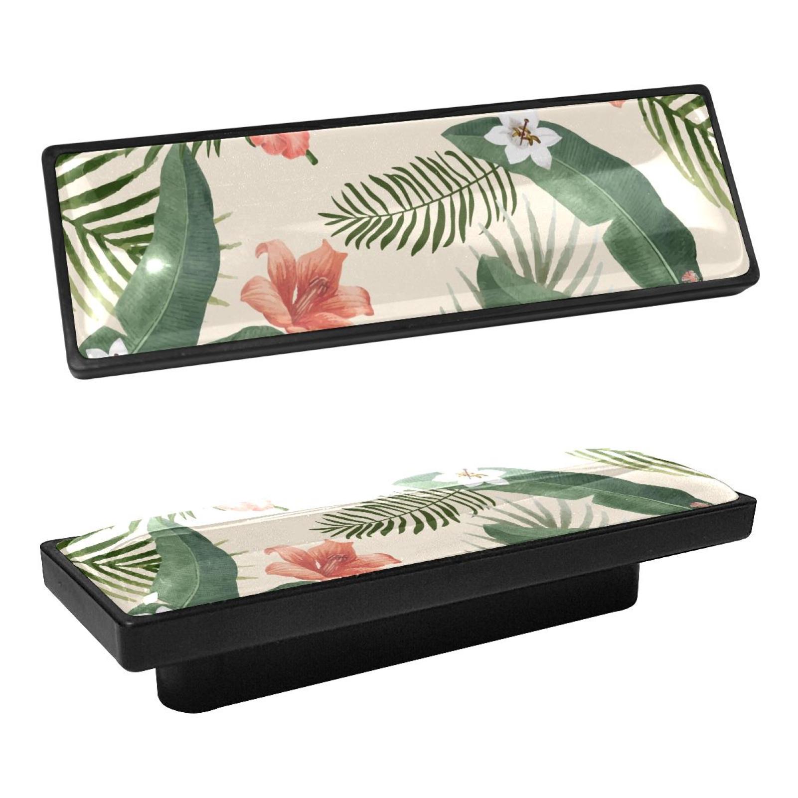 4 Pcs Rectangle Cabinet Handle Cupboard Knob Drawer Pulls Handle Flower ...