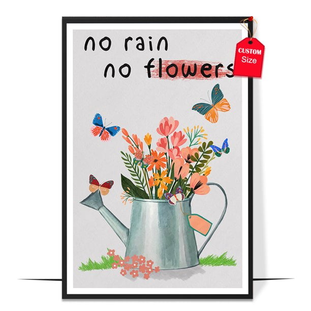 LOLUIS No Rain No Flowers Poster, Mental Health Quote Poster, Therapist ...