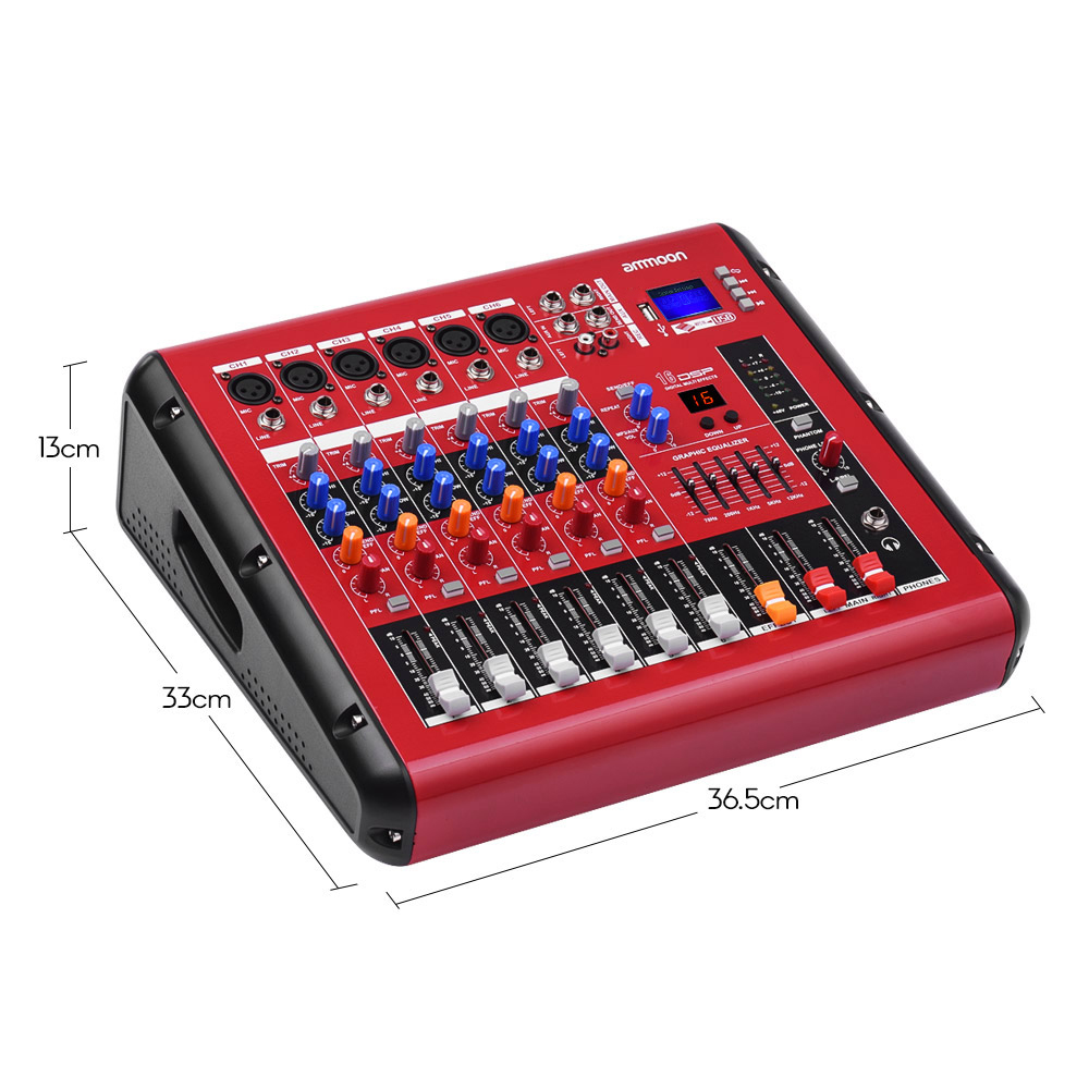 Buy ammoon PMR606 6-Channel Digital Audio Mixer Mixing Console with ...