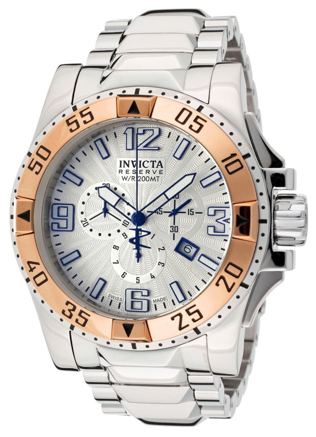 Invicta Men's Reserve Excursion Quartz Chrono Silver textured Dial SS ...